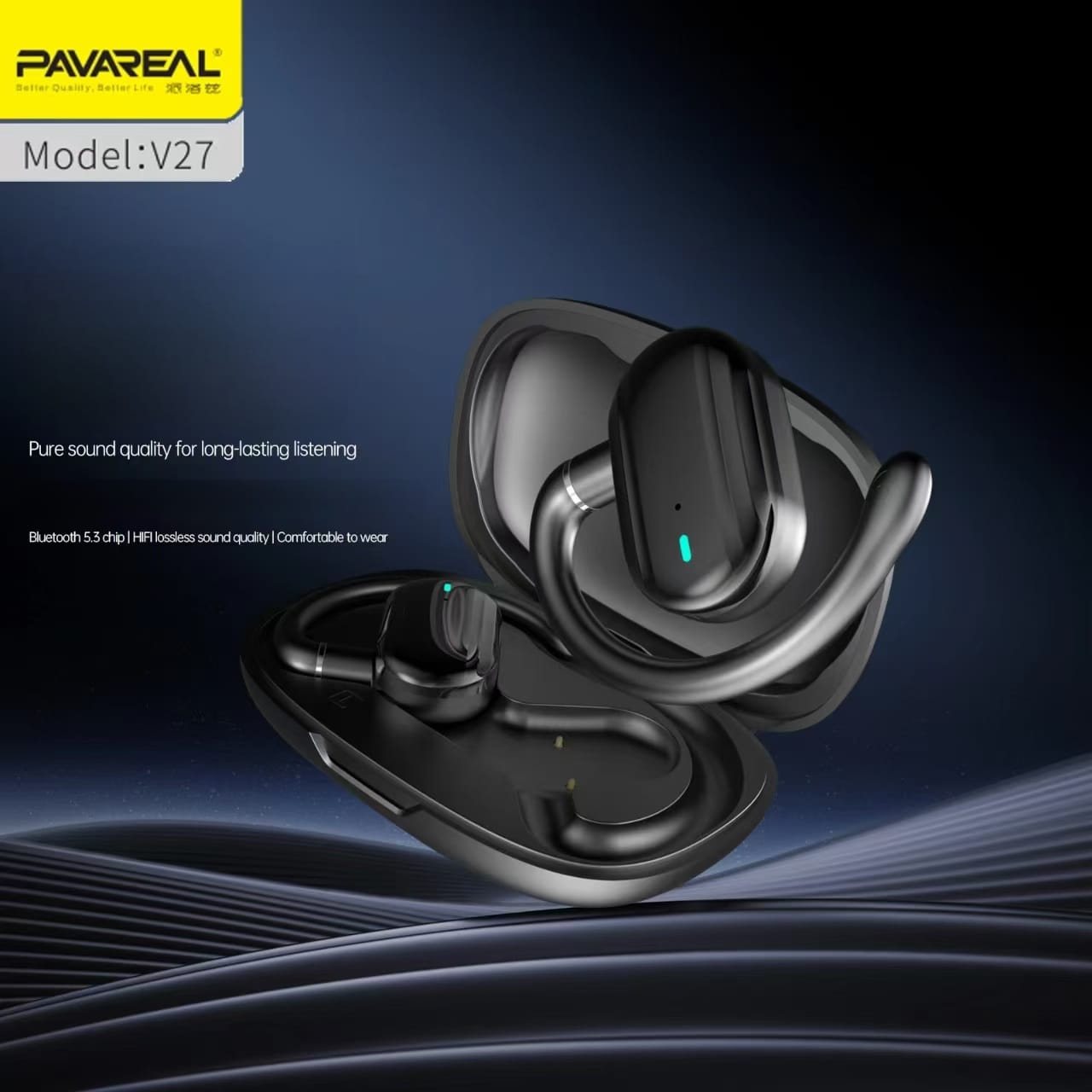 PAVAREAL Open Ear Mounted Wireless Bluetooth Earphones (V27)